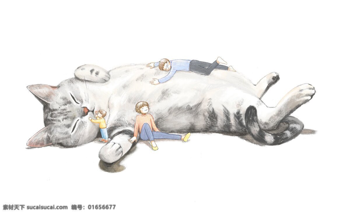 懒散的咖啡猫插图素材图片下载-素材编号01656677-素材天下图库